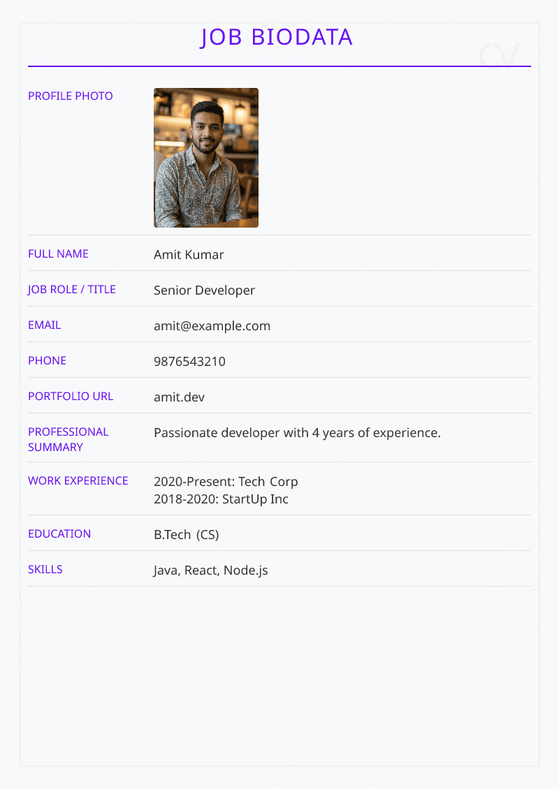 Free Biodata Maker - Create Professional Biodata for Marriage & Jobs ...