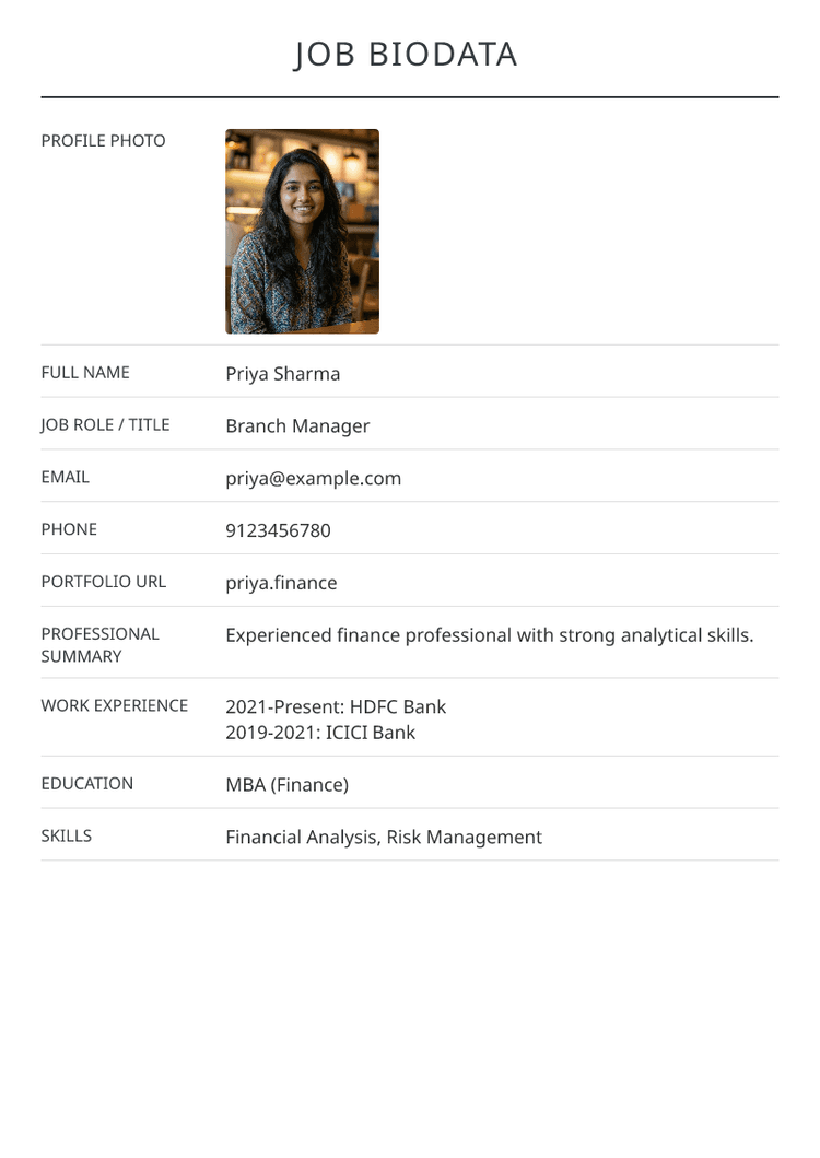 AI Biodata Maker - Create from Text | Free & Instant | Biodata Maker